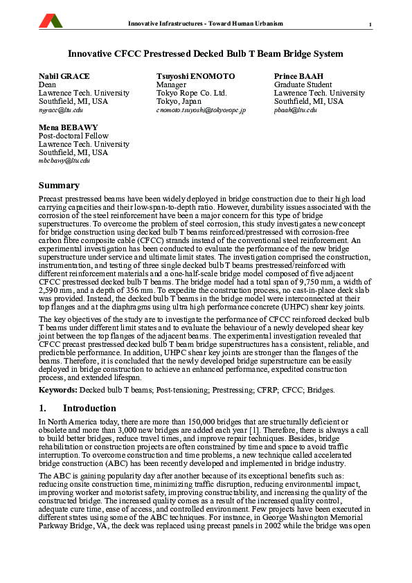 (PDF) Innovative CFCC Prestressed Decked Bulb T Beam Bridge System ...