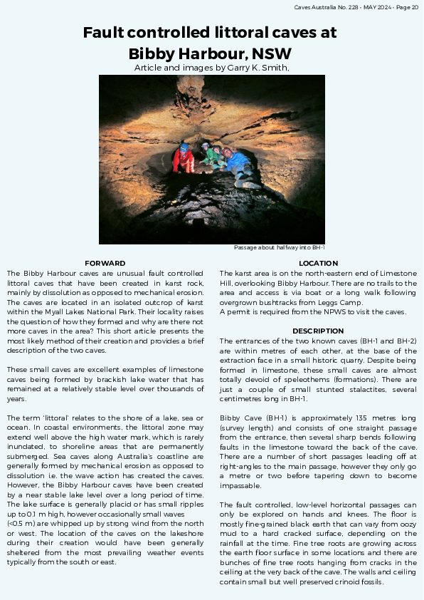 (PDF) Fault controlled littoral caves at Bibby Harbour, NSW