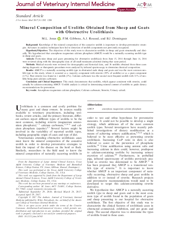 (PDF) Mineral Composition of Uroliths Obtained from Sheep and Goats ...