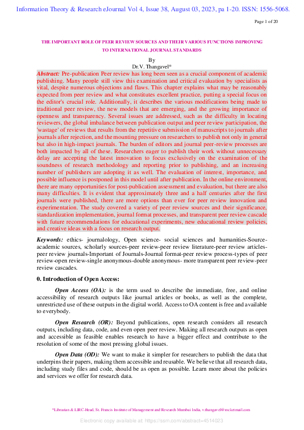 (PDF) The Important Role of Peer Review Sources and Their Various ...