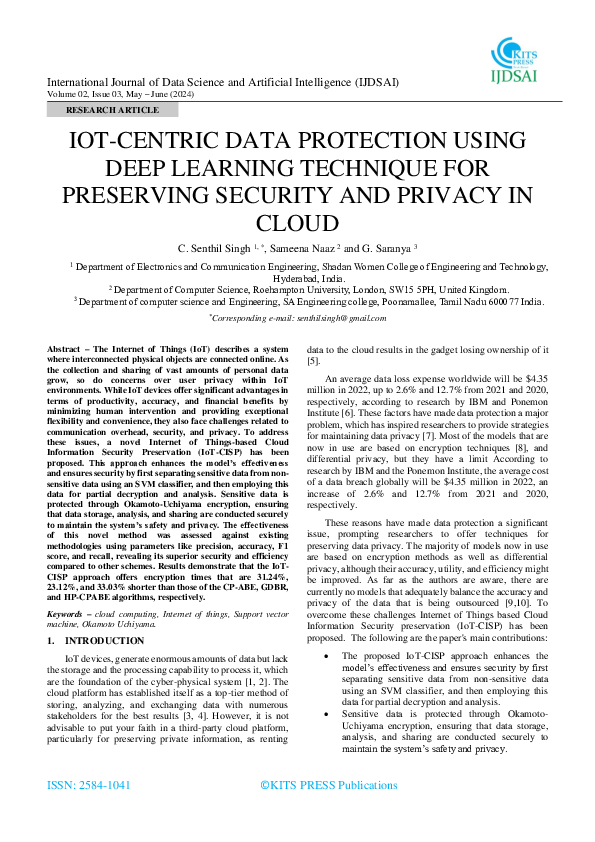 (PDF) IOT-CENTRIC DATA PROTECTION USING DEEP LEARNING TECHNIQUE FOR PRESERVING SECURITY AND ...