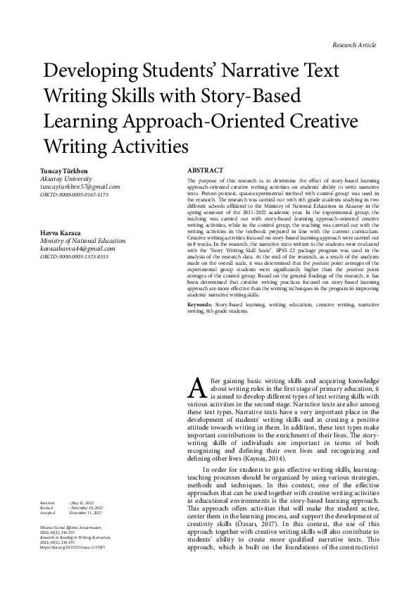 (PDF) Developing Students' Narrative Writing Skills with Story-Based ...