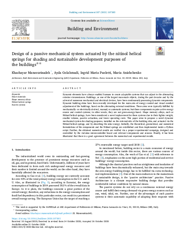 (PDF) Design of a passive mechanical system actuated by the nitinol ...