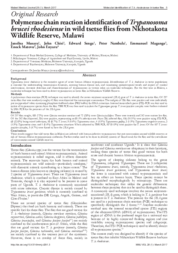 (PDF) Polymerase Chain Reaction Identification of Three Members of the ...