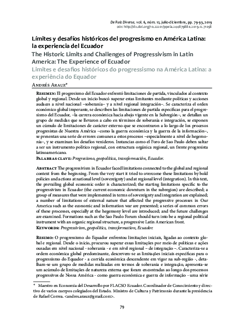 (PDF) Límites y desafíos históricos del progresismo en América Latina ...