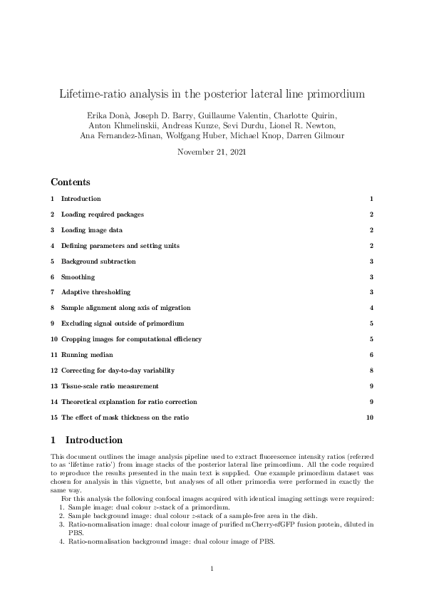 (PDF) Lifetime-ratio analysis in the posterior lateral line primordium
