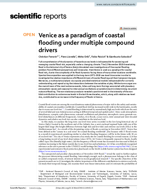 (PDF) Venice as a paradigm of coastal flooding under multiple compound ...