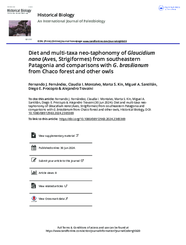 (PDF) Diet and multi-taxa neo-taphonomy of Glaucidium nana (Aves ...