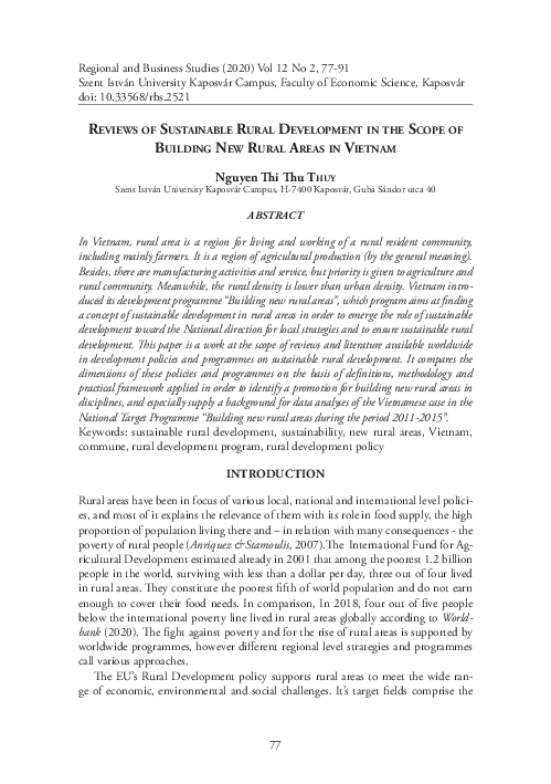 (PDF) Building New Rural Areas in Vietnam