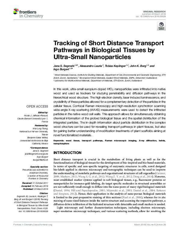 (PDF) Tracking of Short Distance Transport Pathways in Biological ...