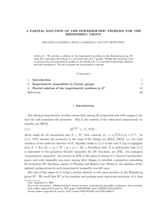 (PDF) A partial solution of the isoperimetric problem for the ...