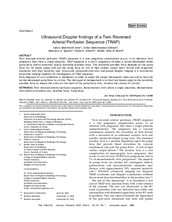 (PDF) Ultrasound Doppler findings of a Twin Reversed Arterial Perfusion ...