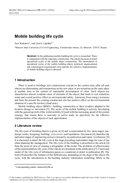 (PDF) Mobile building life cycle