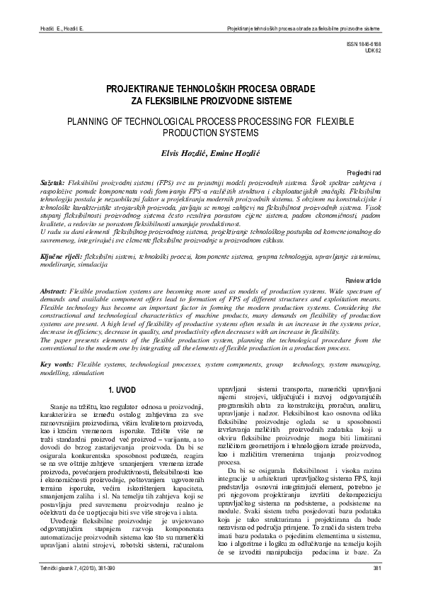 (PDF) Projektiranje tehnoloških procesa obrade za fleksibilne ...