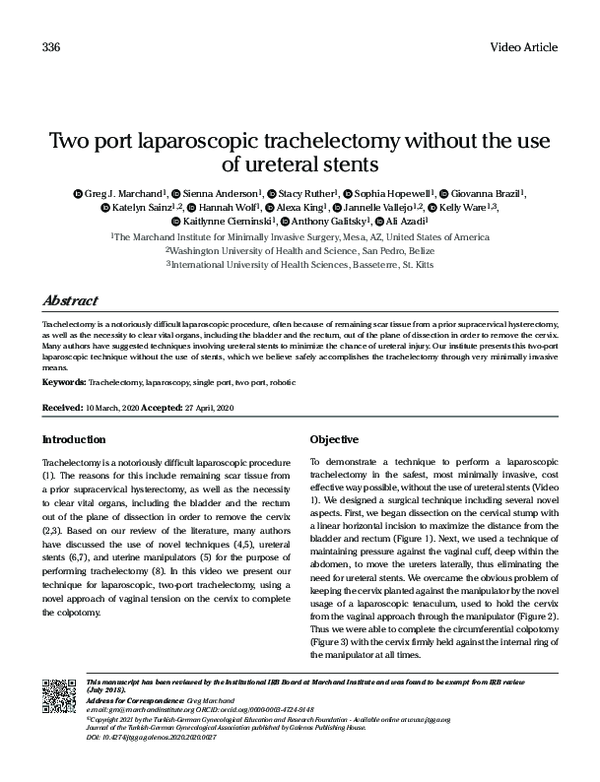 (PDF) Two port laparoscopic trachelectomy without the use of ureteral ...