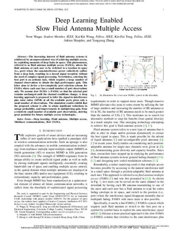 (PDF) Deep Learning Enabled Slow Fluid Antenna Multiple Access