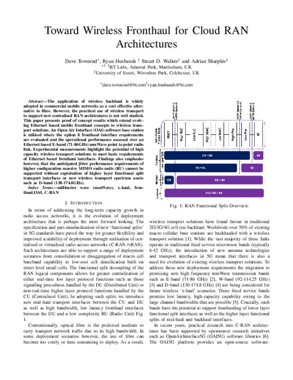 (PDF) Toward Wireless Fronthaul for Cloud RAN Architectures | Adrian Sharples - Academia.edu