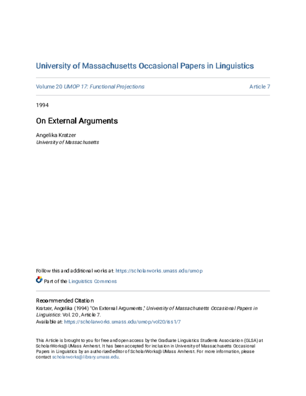 (PDF) On External Arguments