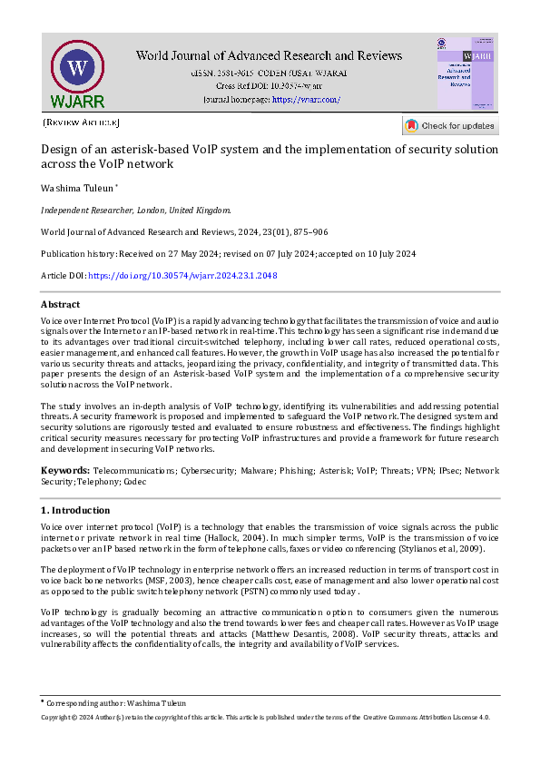 (PDF) Design of an asterisk-based VoIP system and the implementation of security solution across ...