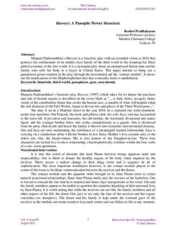 (PDF) Harvest: A Panoptic Power Structure