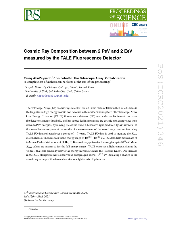 (PDF) Cosmic Ray Composition between 2 PeV and 2 EeV measured by the ...
