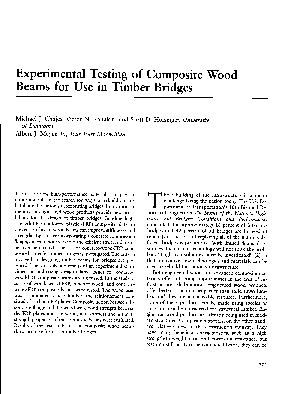 (PDF) Experimental Testing of Composite Wood Beams for Use in Timber ...