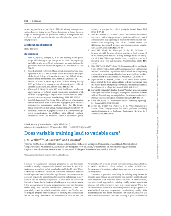 (PDF) Does variable training lead to variable care?
