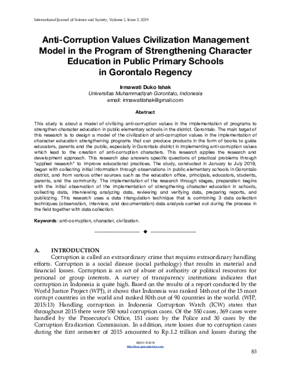 (PDF) Anti-Corruption Values Civilization Management Model in the ...