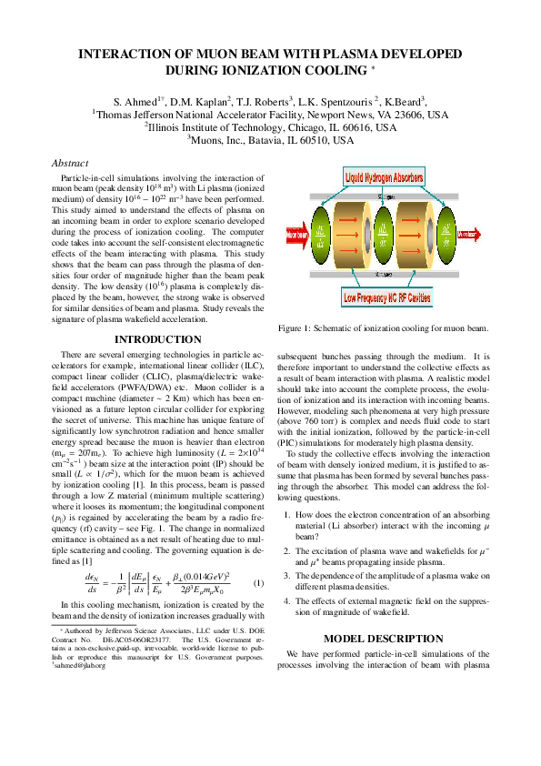 (PDF) Interaction of muon beam with plasma developed during ionization ...