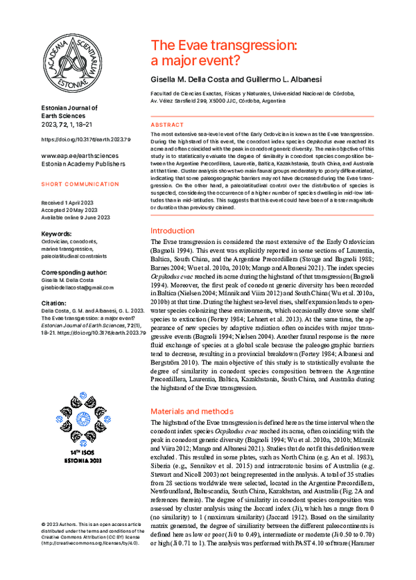 (PDF) The Evae transgression: a major event?