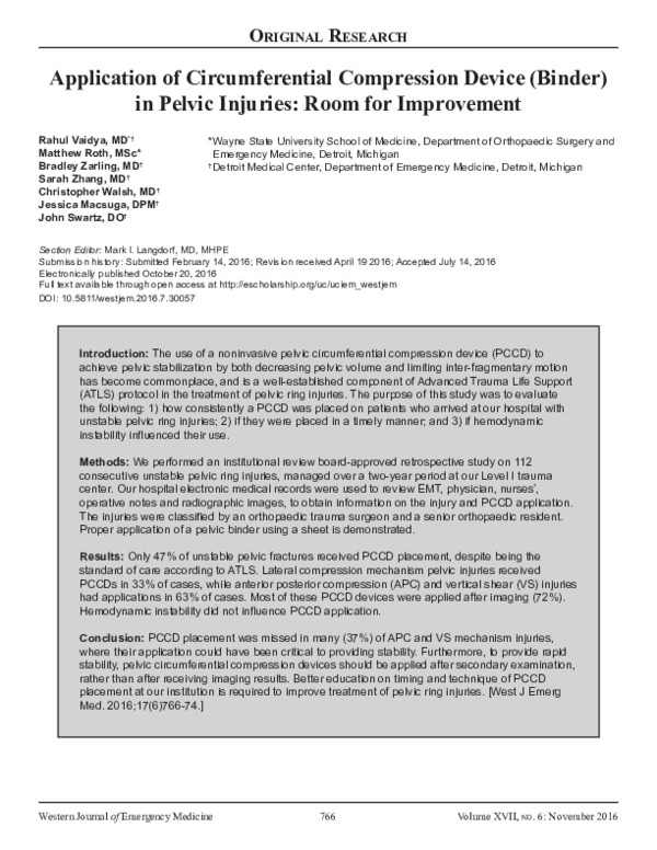 (PDF) Application of Circumferential Compression Device (Binder) in ...