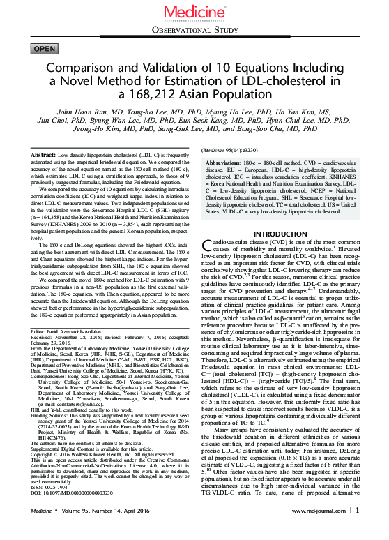 (PDF) Comparison and Validation of 10 Equations Including a Novel ...