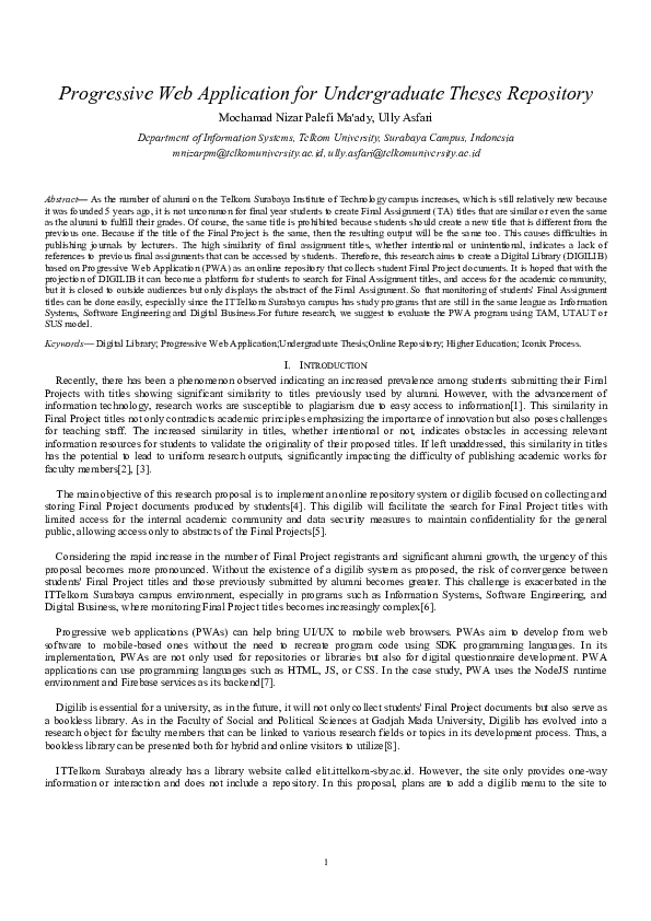 (PDF) Progressive Web Application for Undergraduate Theses Repository