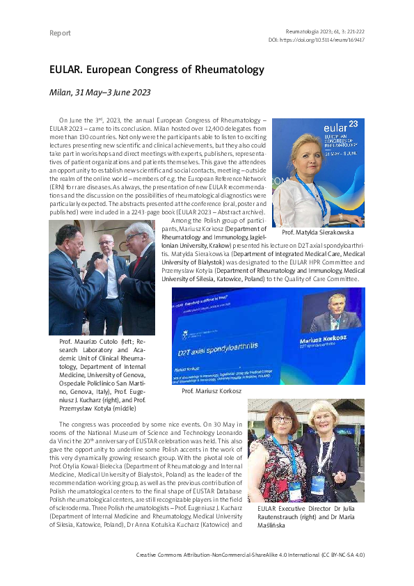 (PDF) EULAR. European Congress of Rheumatology