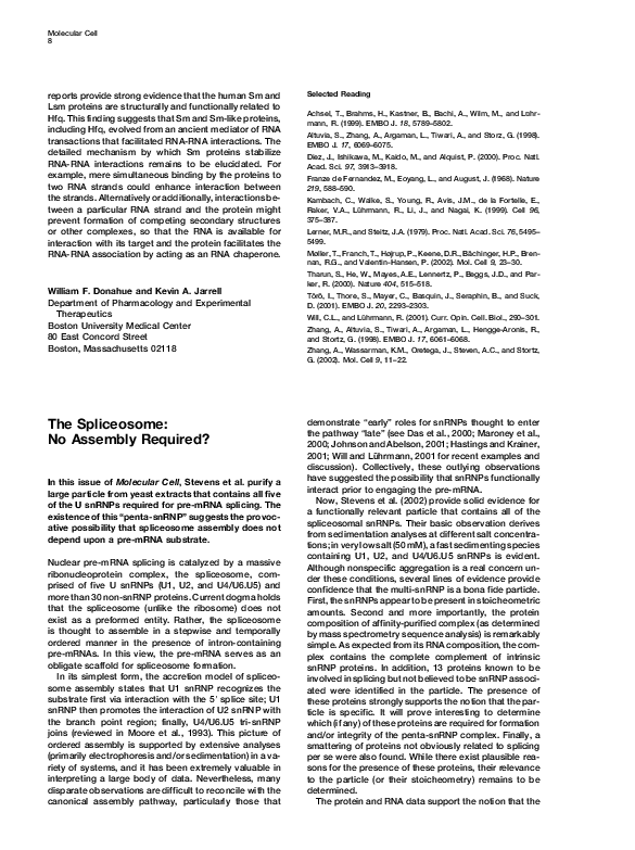 (PDF) The Spliceosome | Timothy Nilsen - Academia.edu