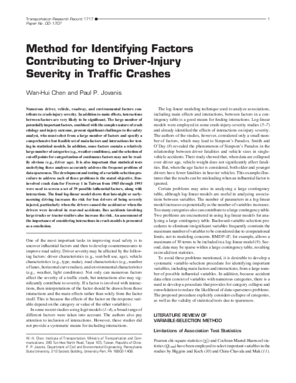 (PDF) Method for Identifying Factors Contributing to Driver-Injury ...