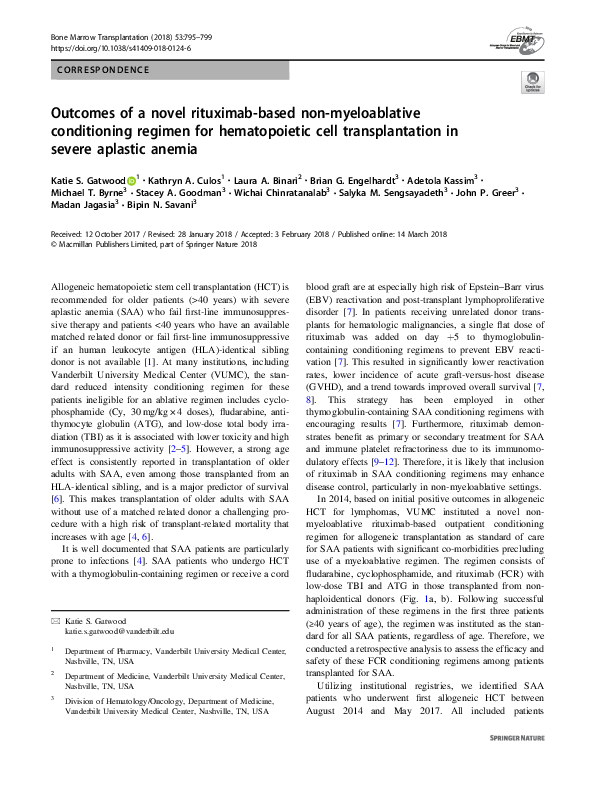 (PDF) Outcomes of a novel rituximab-based non-myeloablative ...