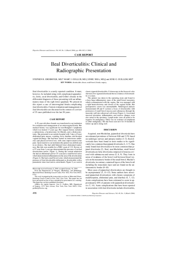 (PDF) CASE REPORT: Ileal Diverticulitis: Clinical and Radiographic ...