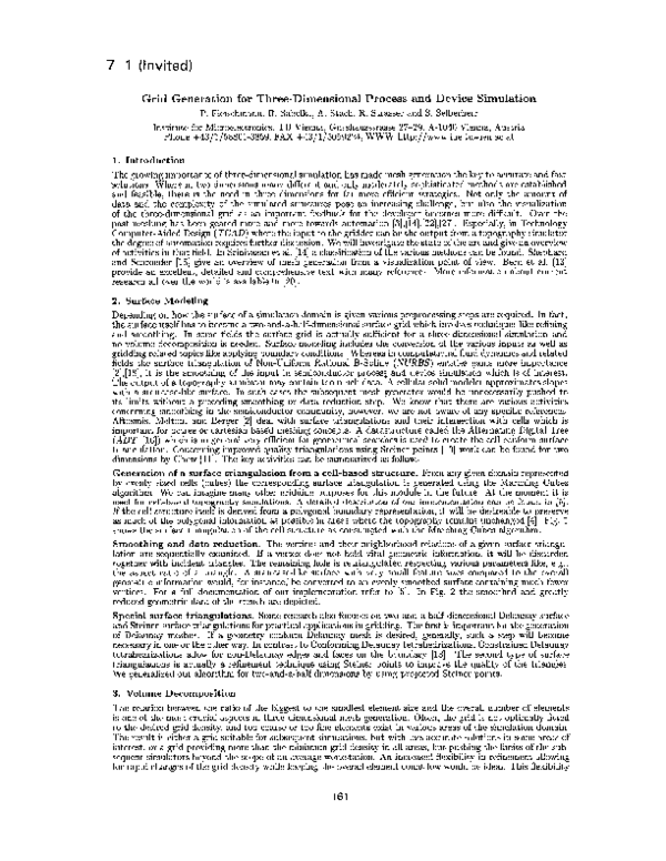 (PDF) Grid generation for three-dimensional process and device simulation