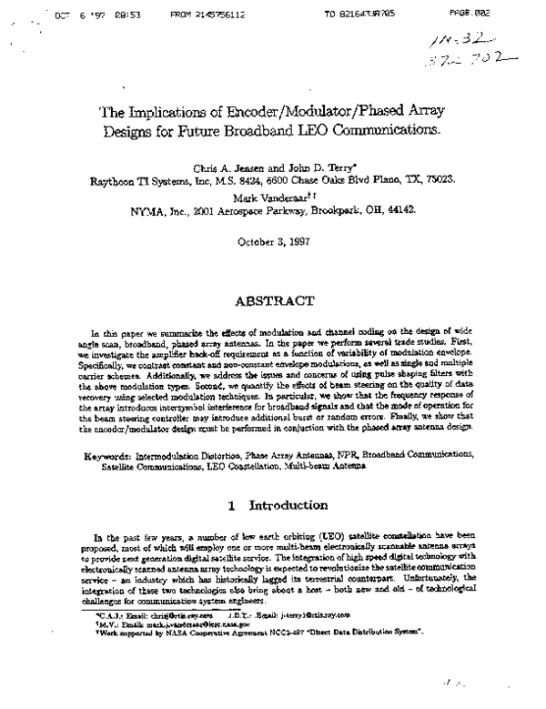(PDF) Implications of encoder/modulator/phased-array designs for future ...