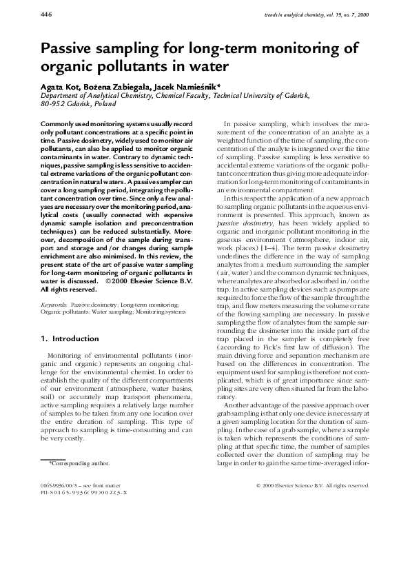 (PDF) Passive Sampling for Long-Term Water Monitoring