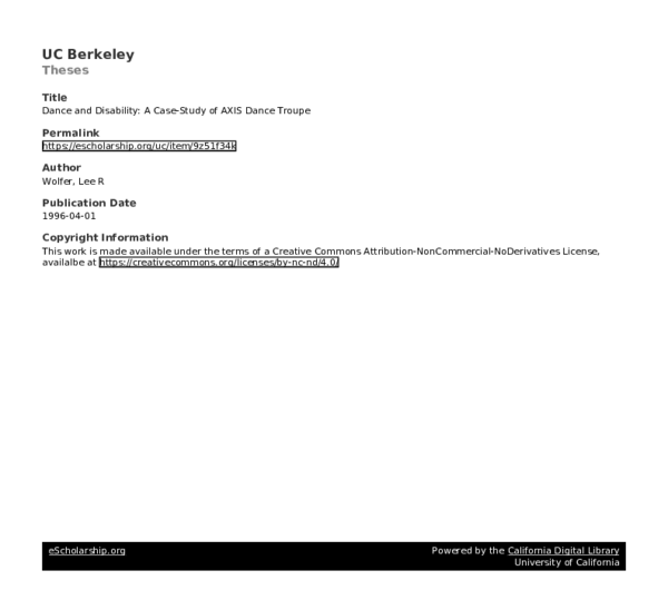 (PDF) Dance and disability: a case study of AXIS dance troupe