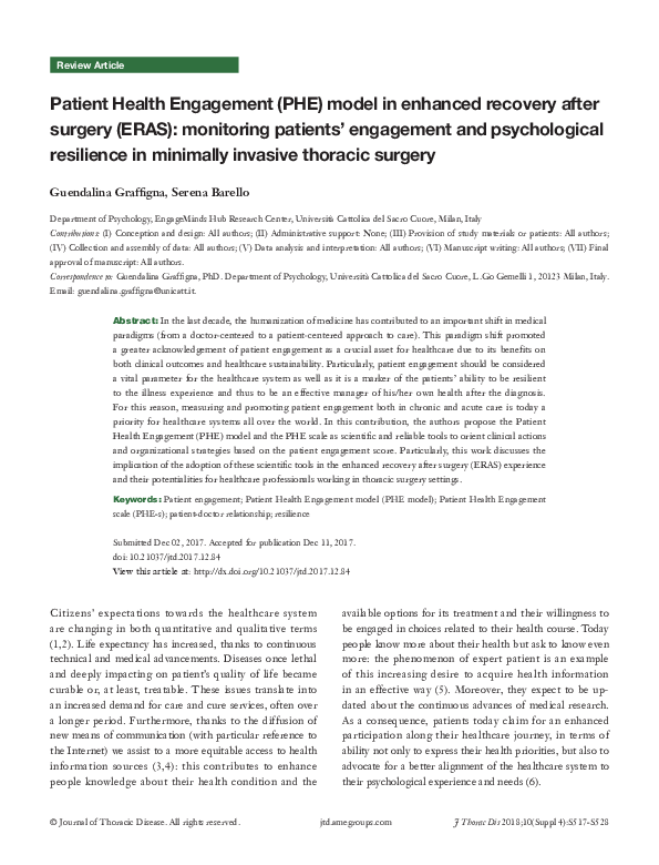 (PDF) Patient Health Engagement (PHE) model in enhanced recovery after ...