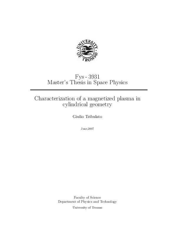 (PDF) Fys - 3931 Master's Thesis in Space Physics Characterization of a ...