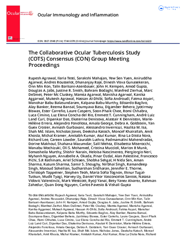 (PDF) The Collaborative Ocular Tuberculosis Study (COTS)-1 Report 3: Polymerase Chain Reaction ...
