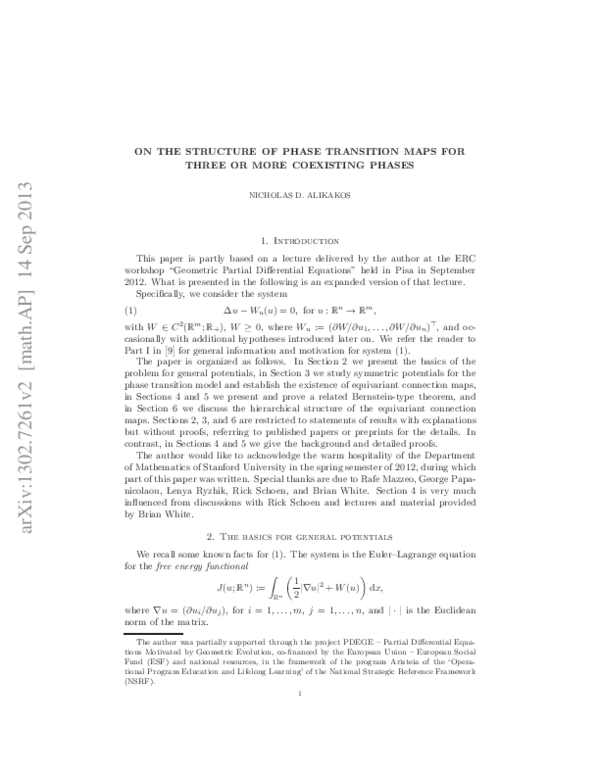 (PDF) On the structure of phase transition maps for three or more ...