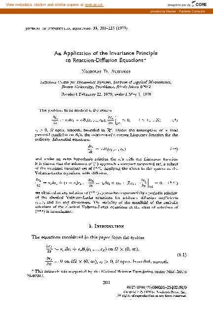 (PDF) An application of the invariance principle to reaction-diffusion ...