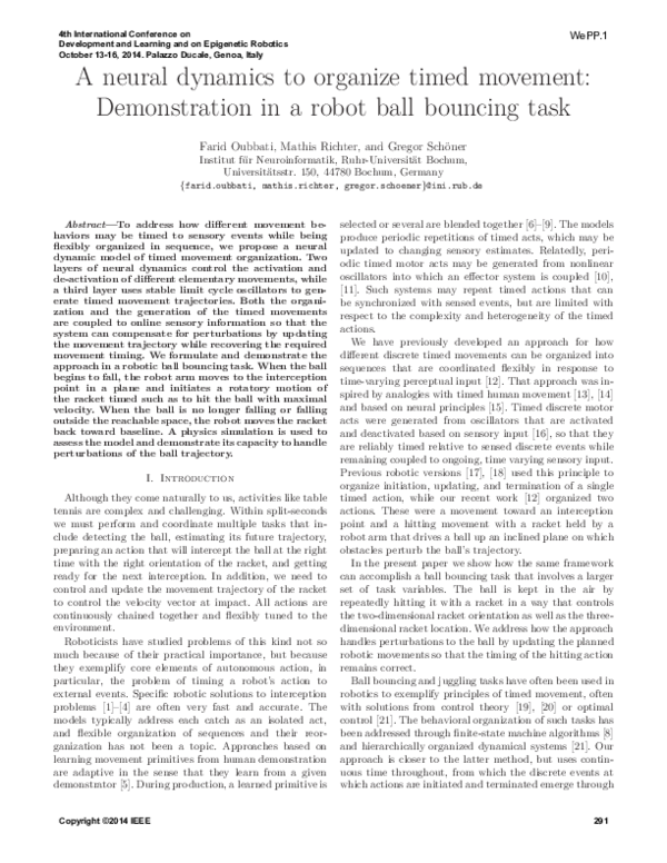 Pdf A Neural Dynamics To Organize Timed Movement Demonstration In A