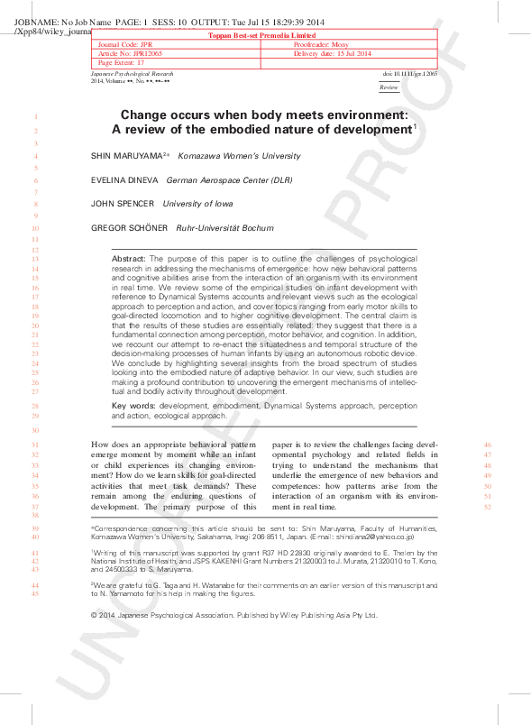 (PDF) Change occurs when body meets environment: A review of the ...