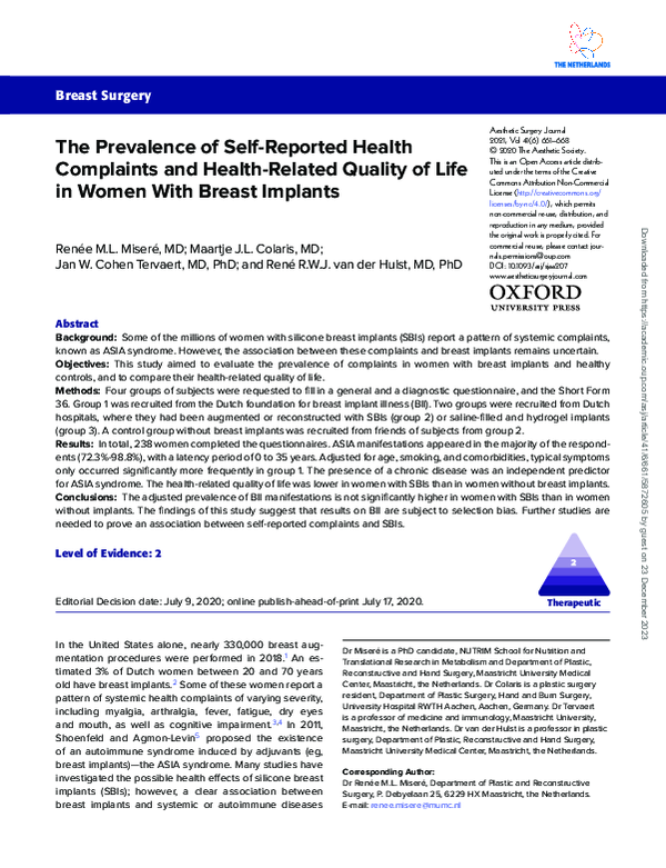 (PDF) The Prevalence of Self-Reported Health Complaints and Health ...
